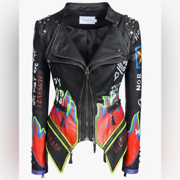 Fashion SX | Jackets & Coats | Fashion Sx Bold Black Punk Biker Jacket ...
